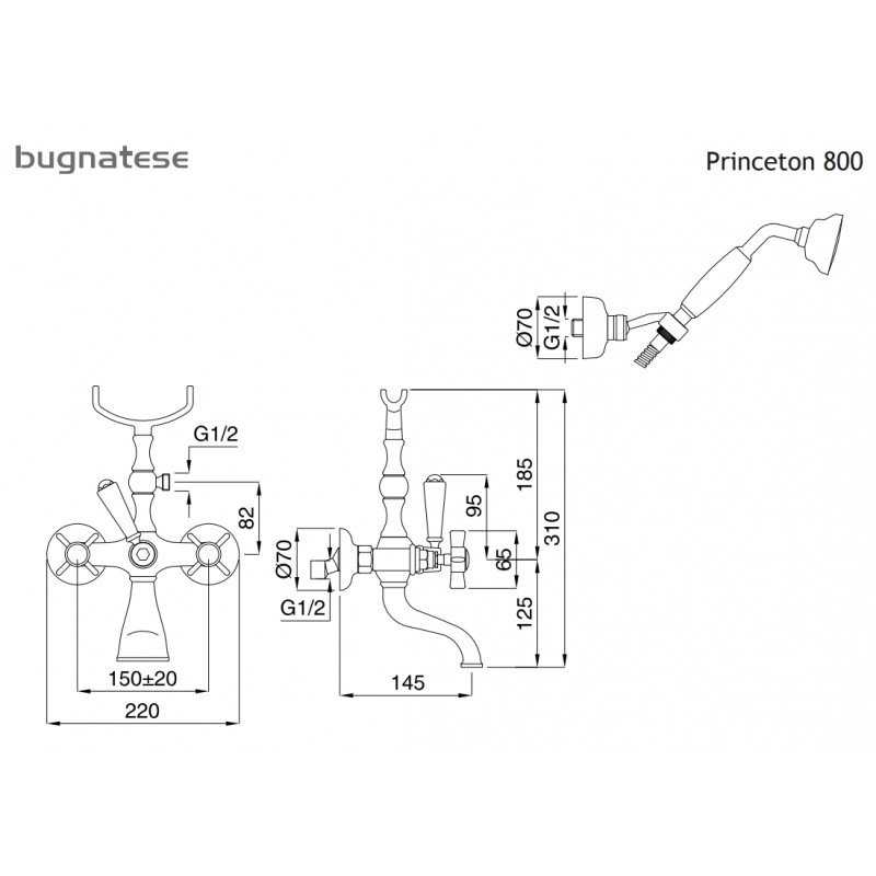 ΜΠΑΤΑΡΙΑ ΛΟΥΤΡΟΥ ΠΛΗΡΗΣ BUGNATESE PRINCETON BRONZE 800-220
