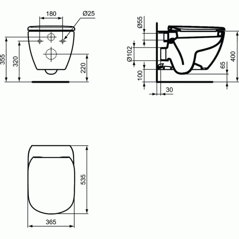 IDEAL STANDARD ΛΕΚΑΝΗ ΚΡΕΜΑΣΤΗ SOFT CLOSE TESI II AQUABLADE